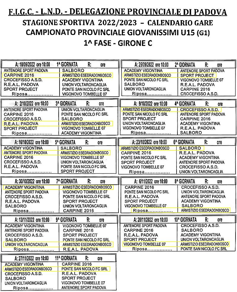 Giovanissimi Provinciali U15 2022-2023 - Calcio Armistizio